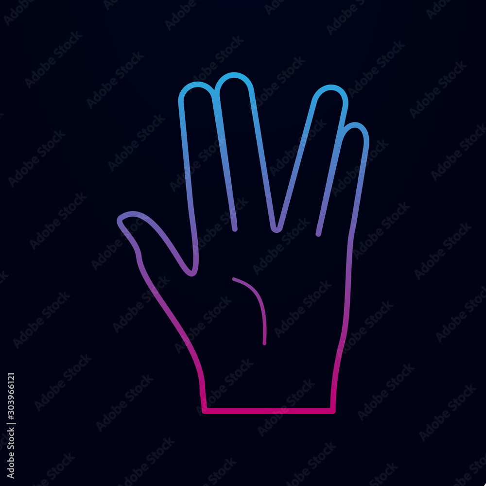 Hand sign two fingers spread apart nolan icon. Simple thin line ...