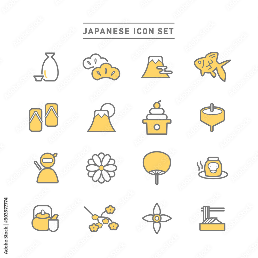 JAPANESE ICON SET Stock Vector | Adobe Stock
