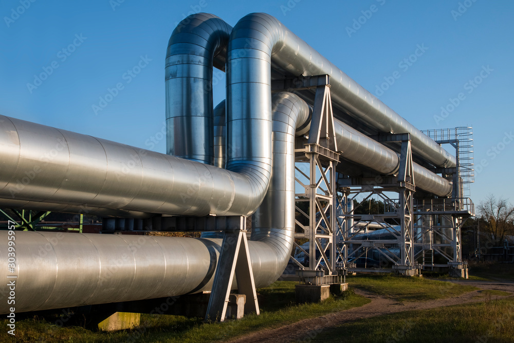 Overground heat pipes. Pipeline above the earth conducting heat for ...