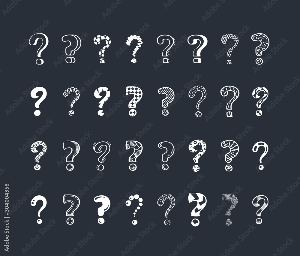 Question marks cartoon white vector illustrations set Stock Vector ...