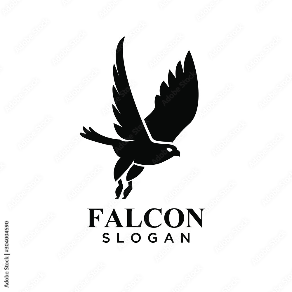 falcon black logo icon design vector illustration Stock Vector | Adobe ...