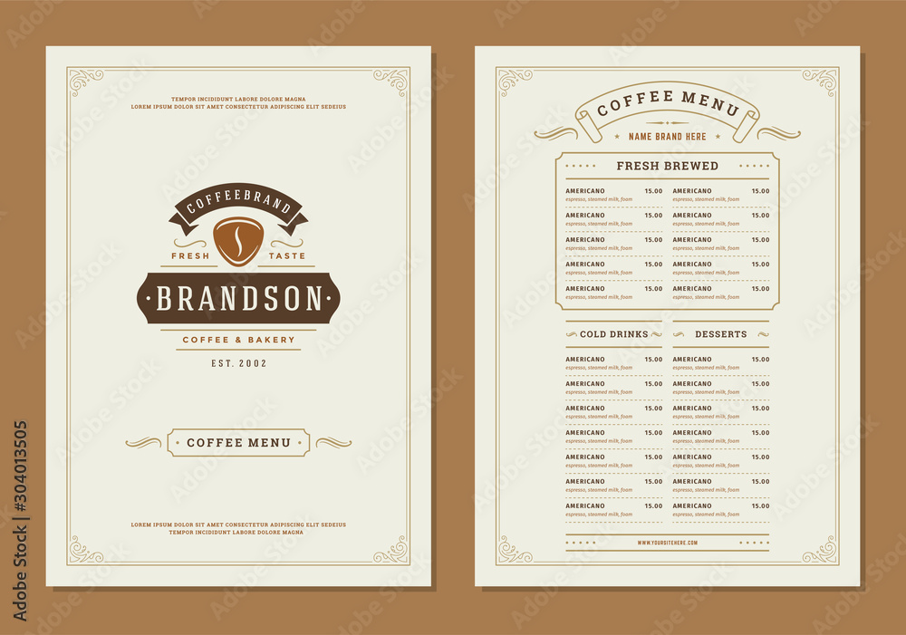 Coffee menu design brochure template vector Illustration Stock Vector ...