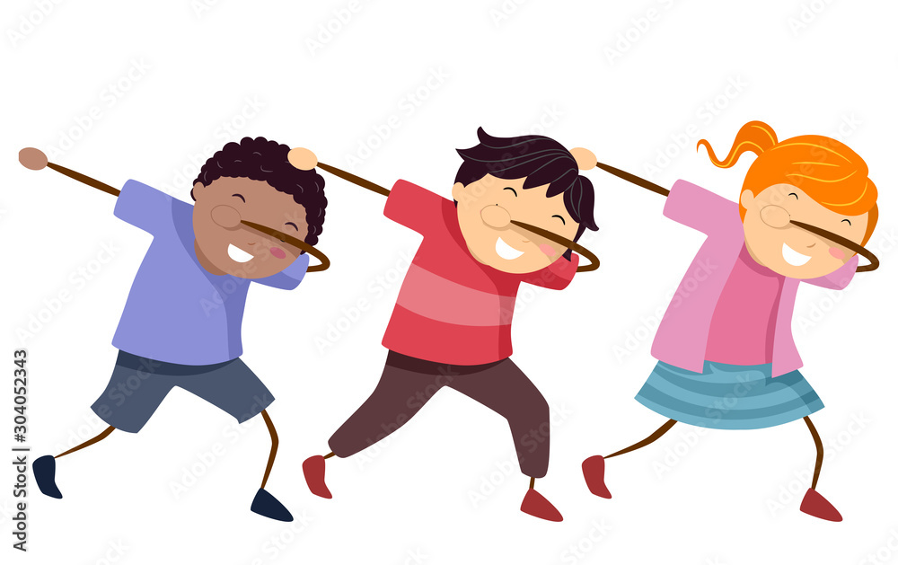 Stickman Kids Group Dub Pose Illustration Stock Vector | Adobe Stock