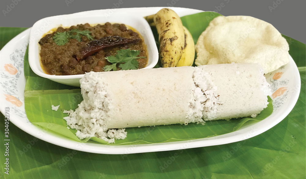 Popular South Indian breakfast Puttu or Pittu made of steamed rice ...
