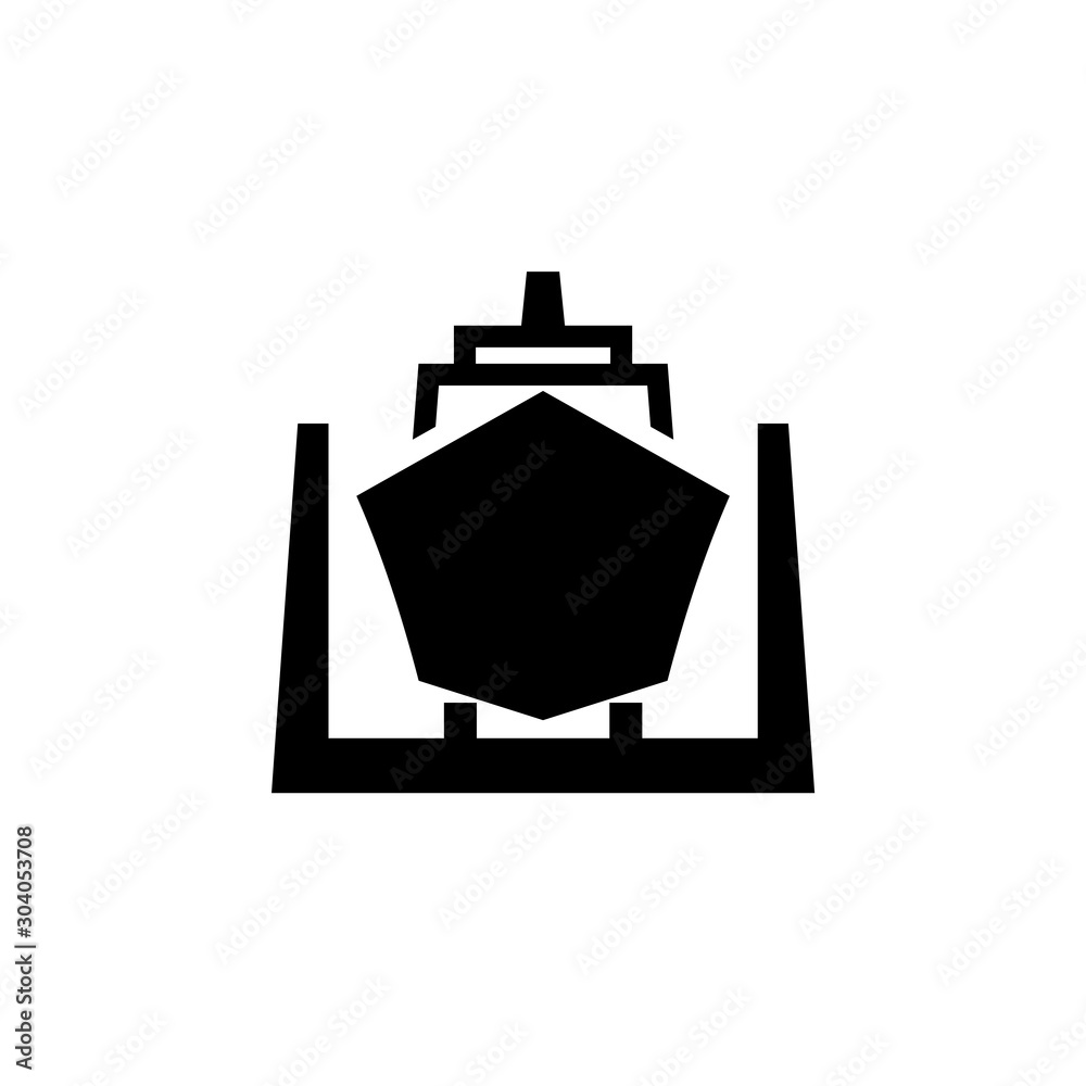 Ship in dry dock black icon. Clipart image isolated on white background ...