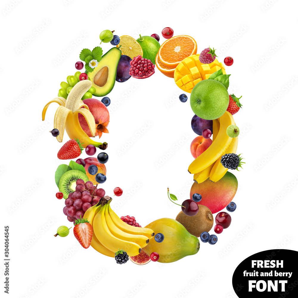 Letter O, fruit font symbol isolated on white background Stock Photo ...