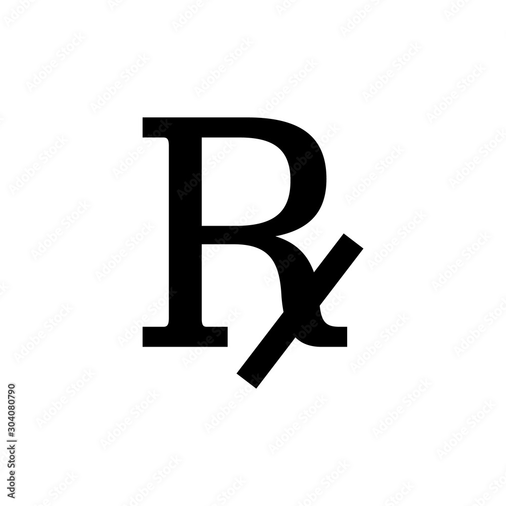 Rx prescription medical symbol isolated on a white background. Stock Vector | Adobe Stock