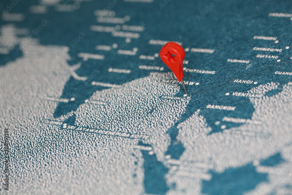 travel painted felt map with the plane, south east asia Stock Photo ...