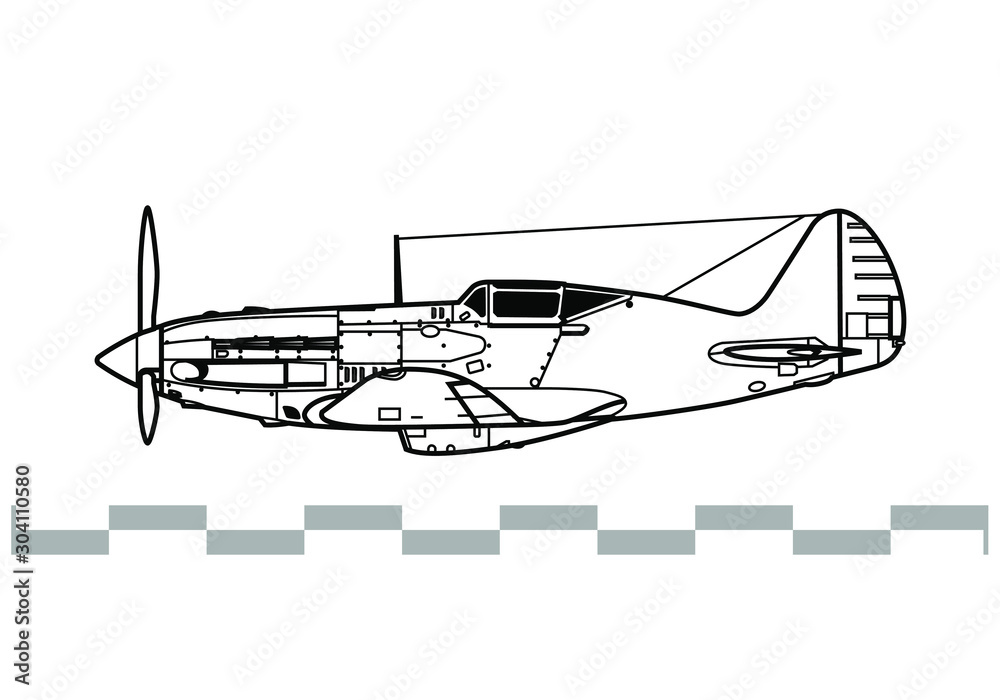 Mikoyan-Gurevich MiG-3. Outline vector drawing Stock Vector | Adobe Stock