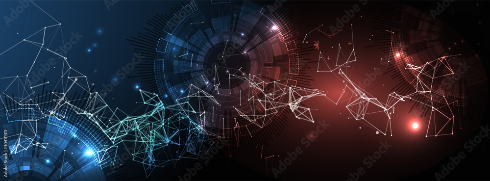 Abstract technology background with plexus effect. Vector illustration ...