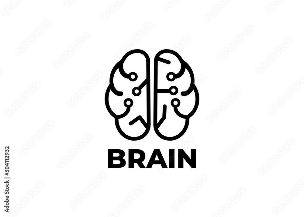 Brain Logo vector. Technology and neurology vector logo. Brain digital ...