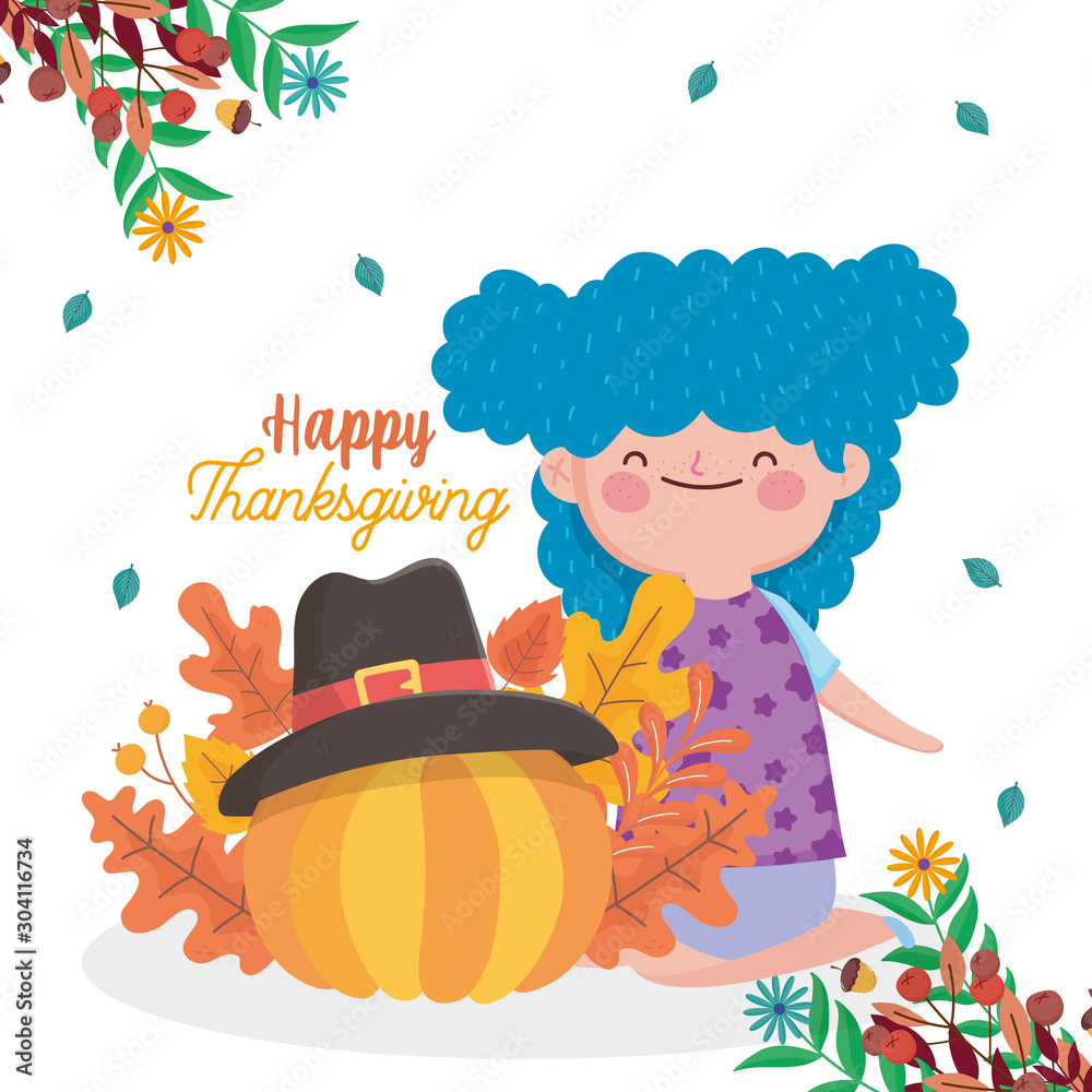 Girl Pilgrim Hat Clip Art