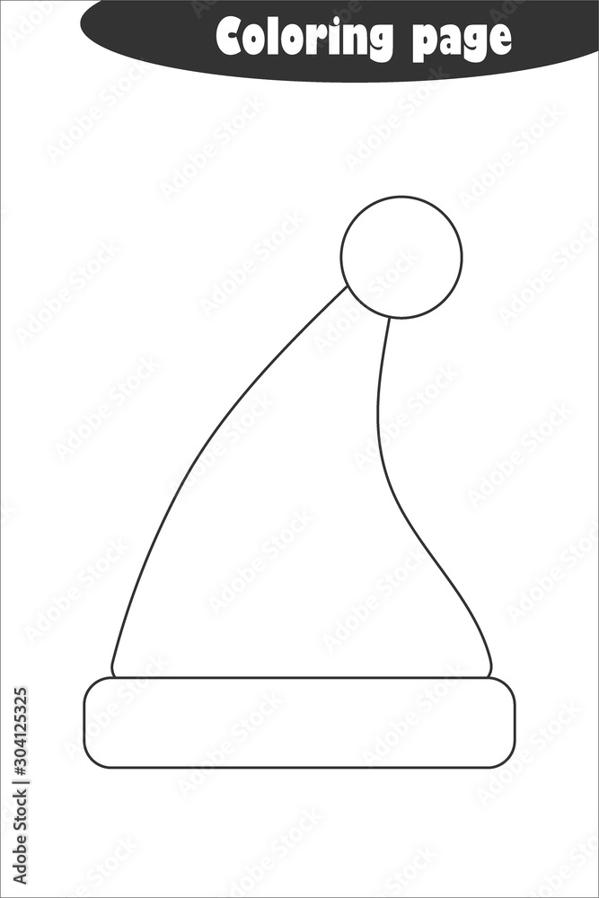 Xmas Santa Claus hat in cartoon style, coloring page, christmas ...