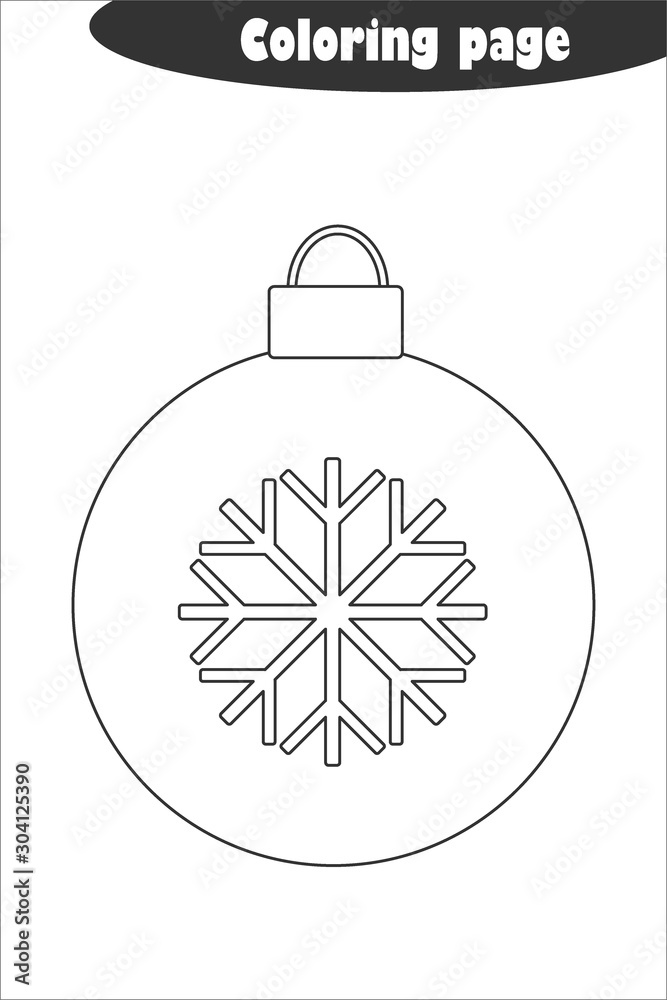 Xmas ball in cartoon style, coloring page, christmas education paper ...