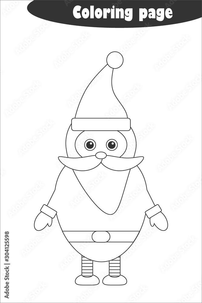 Santa Claus in cartoon style, coloring page, christmas education paper ...