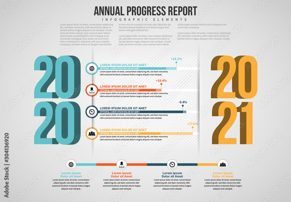 Annual Progress Report Infographic Stock Template | Adobe Stock