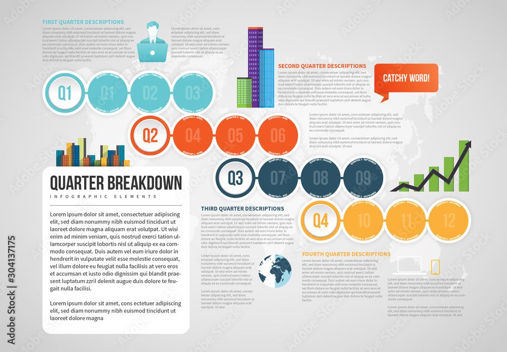 Quarter Breakdown Infographic Stock Template | Adobe Stock