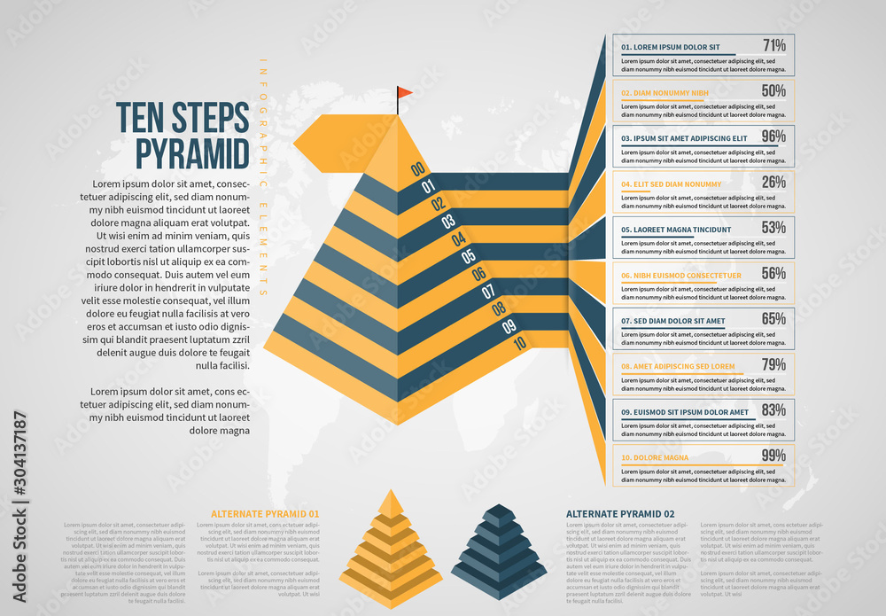 Ten Steps Pyramid Infographic Stock Template | Adobe Stock