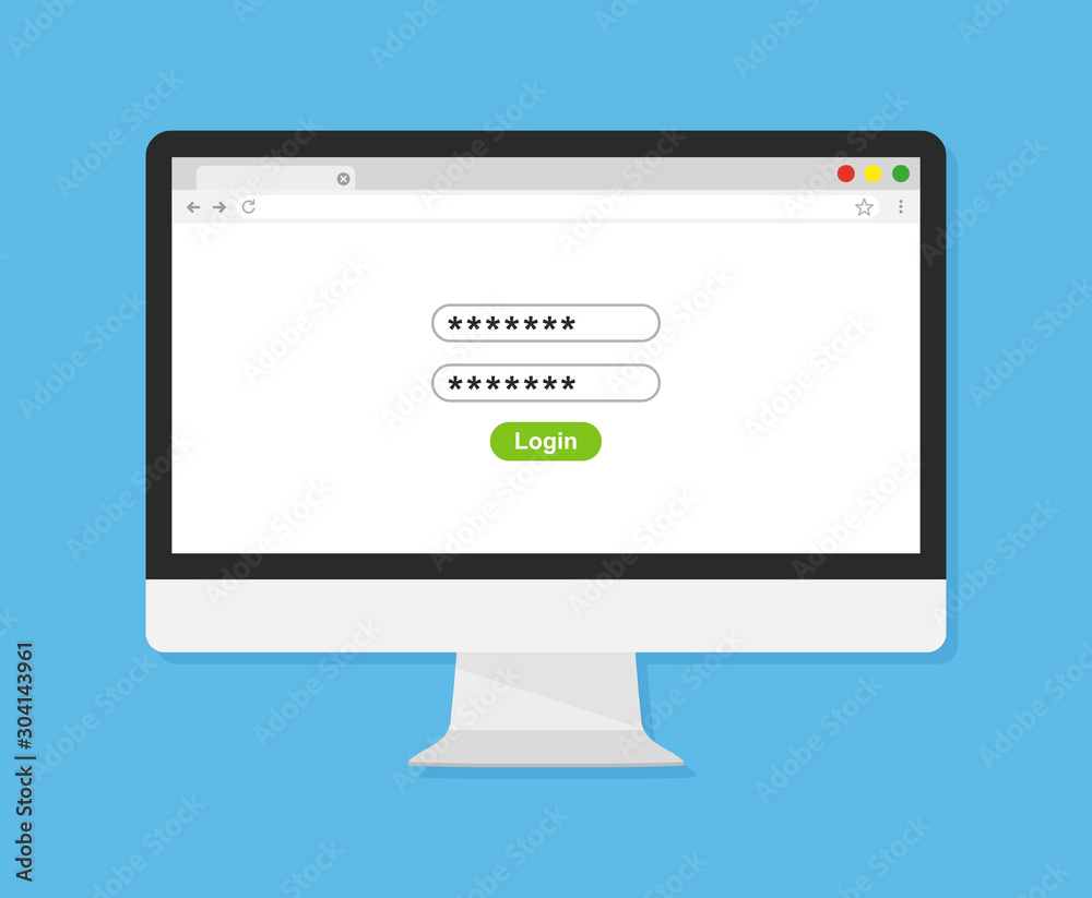 Pc with login form page on screen. Vector illustration Stock Vector ...
