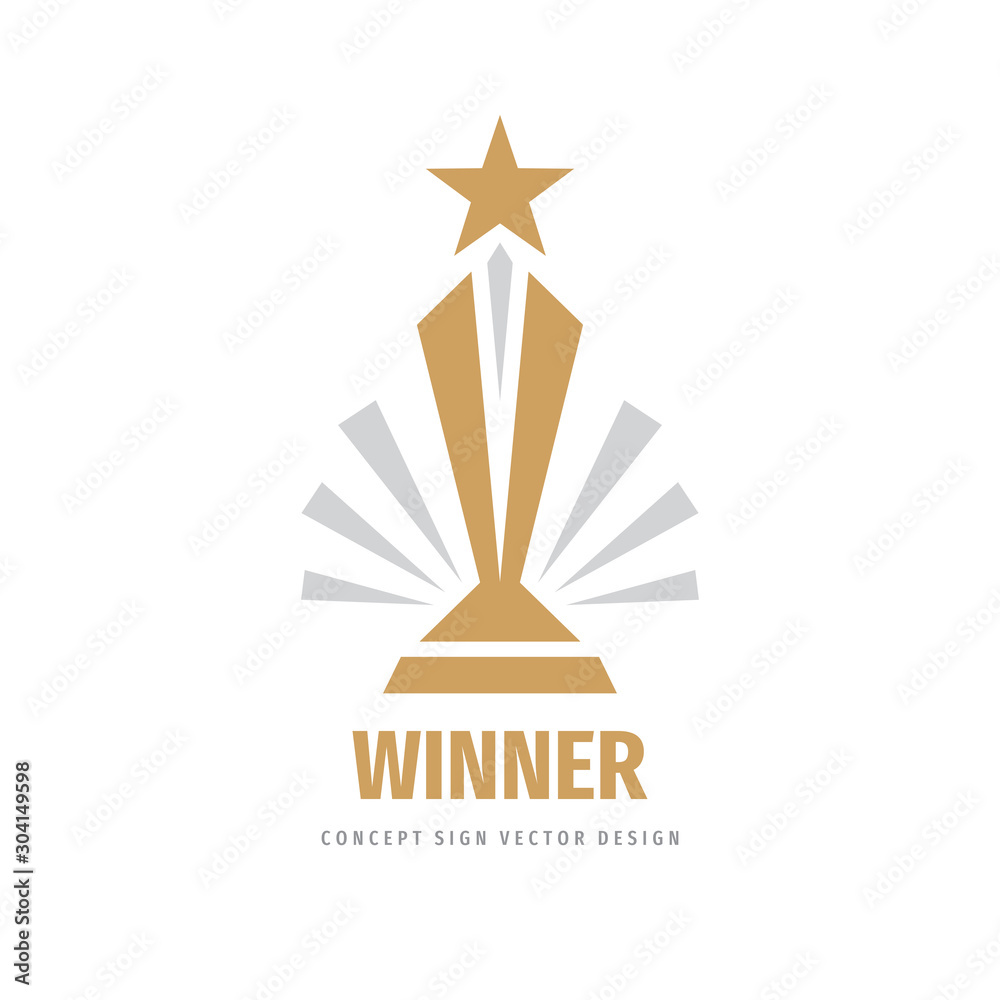 Award winner cup - vector logo template concept illustration in flat ...