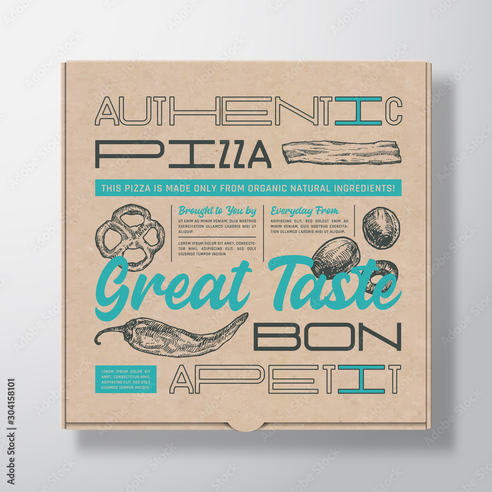 Pizza Realistic Cardboard Box Container. Abstract Vector Packaging ...