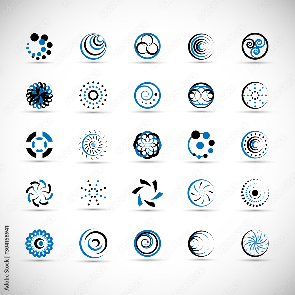 Abstract Circle Icon Set. Vector Isolated On Gray. Abstract Circle For ...