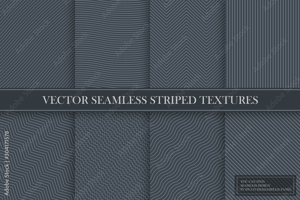 Collection of seamless striped dark gray textures - classic elegant ...