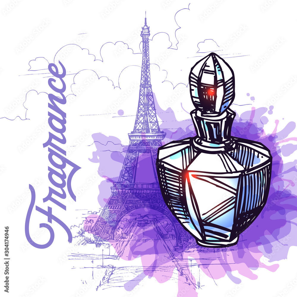 Fragrance bottles vector illustration. Hand drawn sketch style image ...