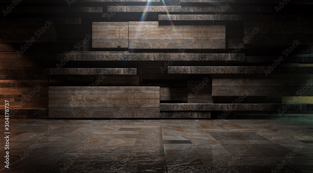 Empty floor background.blank modern architecture.Dark room and cement ...