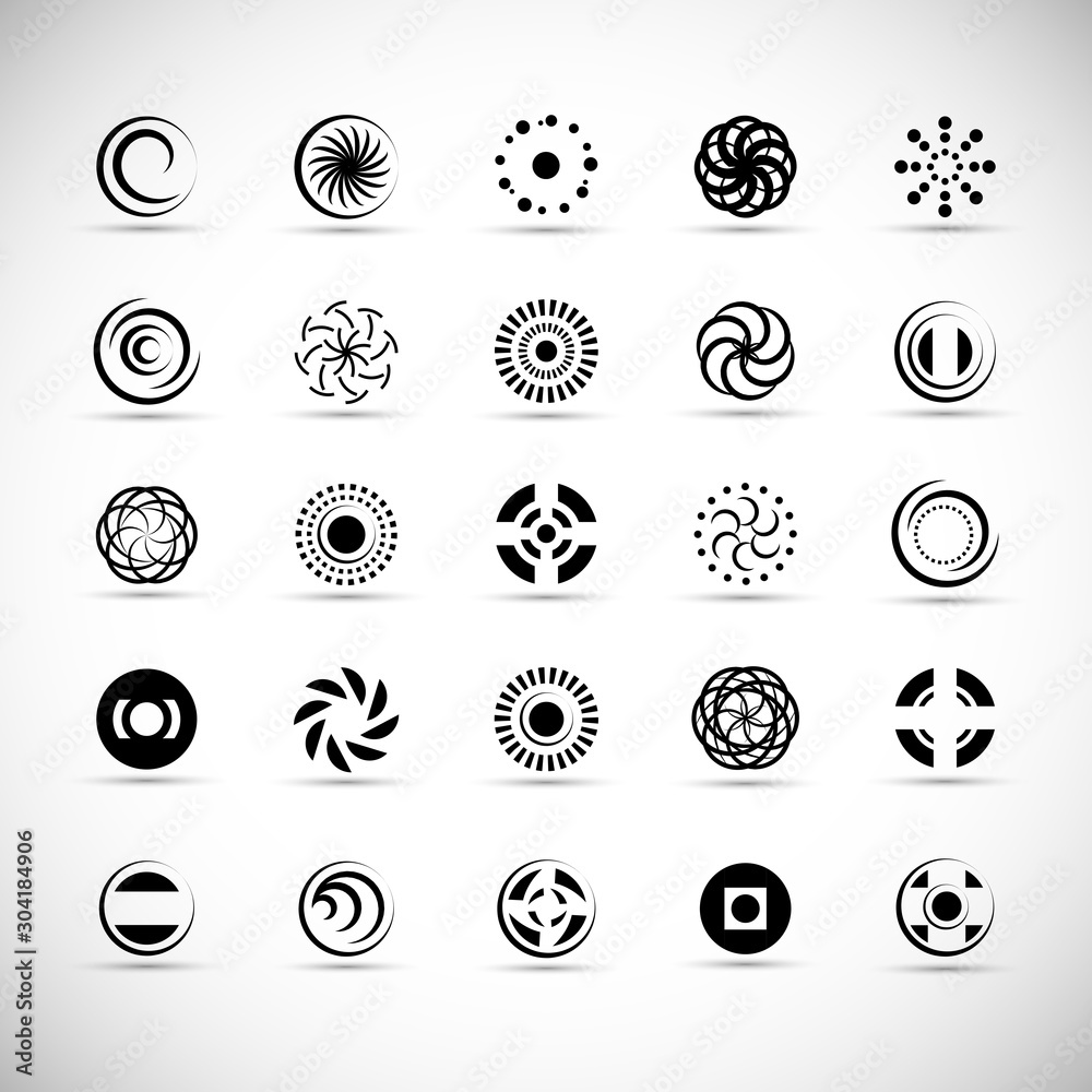 Abstract Circle Icon Set. Vector Isolated On Gray. Abstract Circle For ...