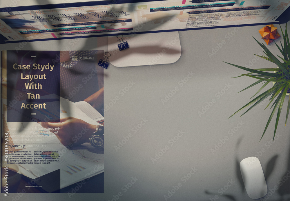 Dark Gray and Tan Case Study Layout Stock Template | Adobe Stock