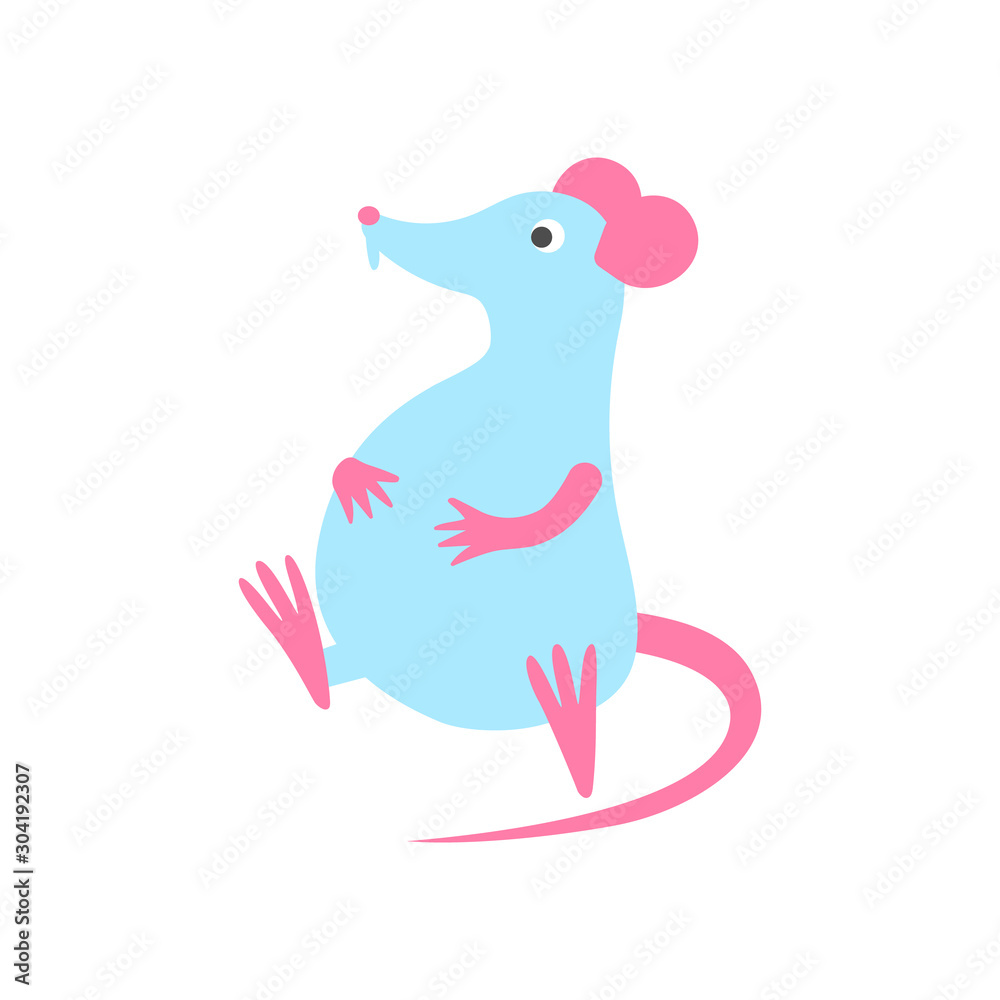 Fat mouse. Big belly. Pregnant mice. Character. Rodent. Vector ...