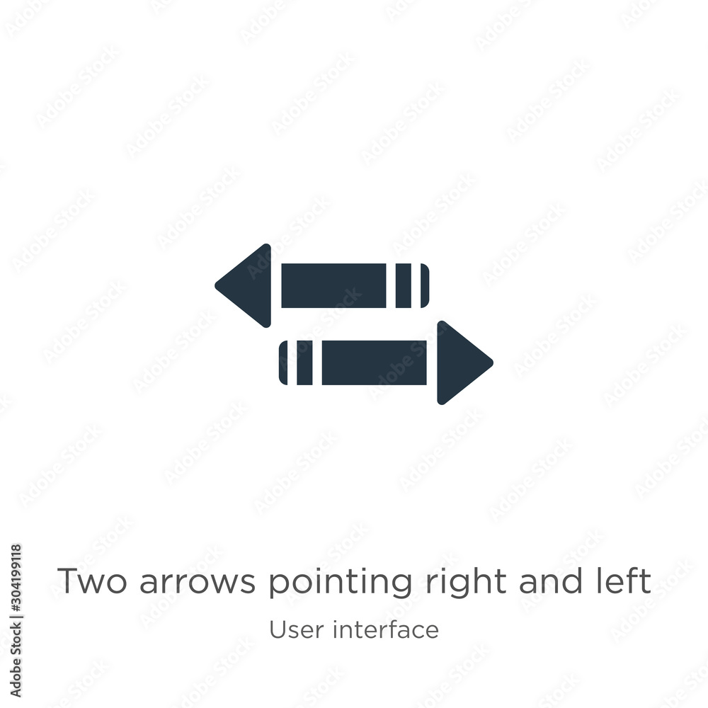 Two arrows pointing right and left icon vector. Trendy flat two arrows ...
