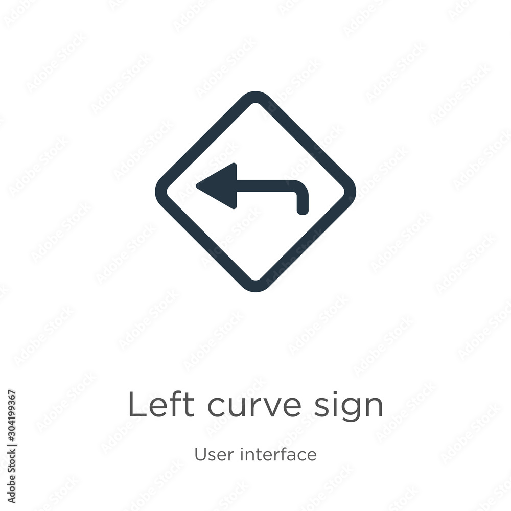 Left curve sign icon vector. Trendy flat left curve sign icon from user ...
