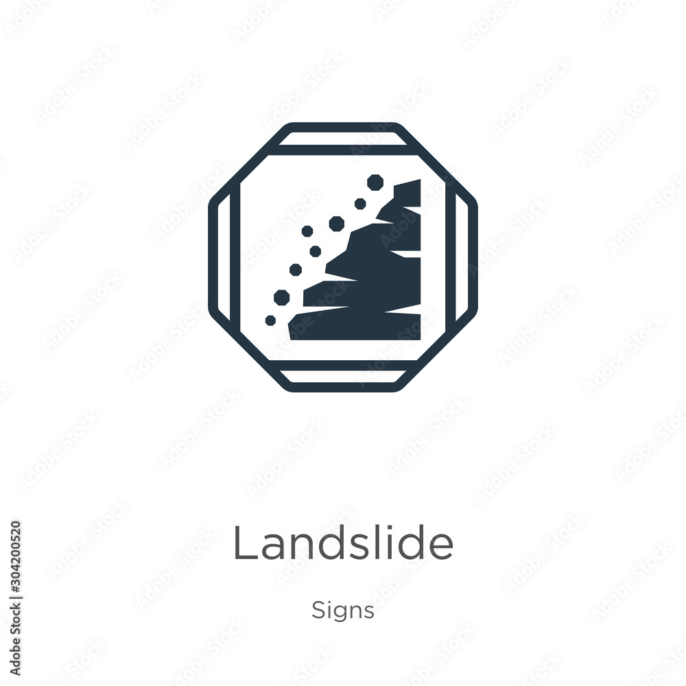 Landslide icon vector. Trendy flat landslide icon from signs collection ...