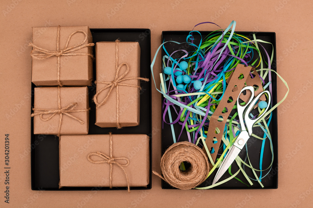 Box wrapping on neutral background Stock Photo | Adobe Stock