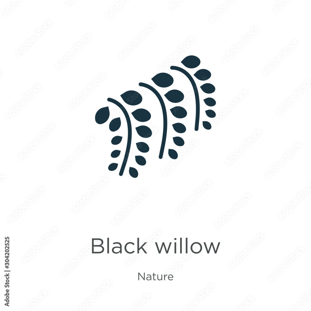Black willow icon vector. Trendy flat black willow icon from nature ...