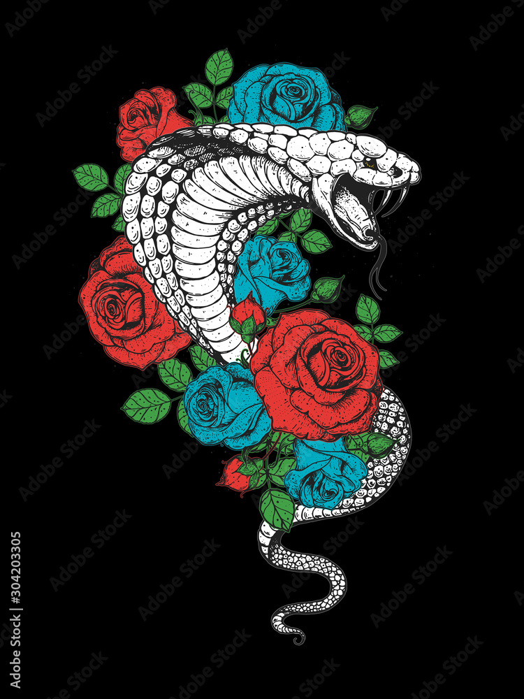 Cobra And Roses Tattoo