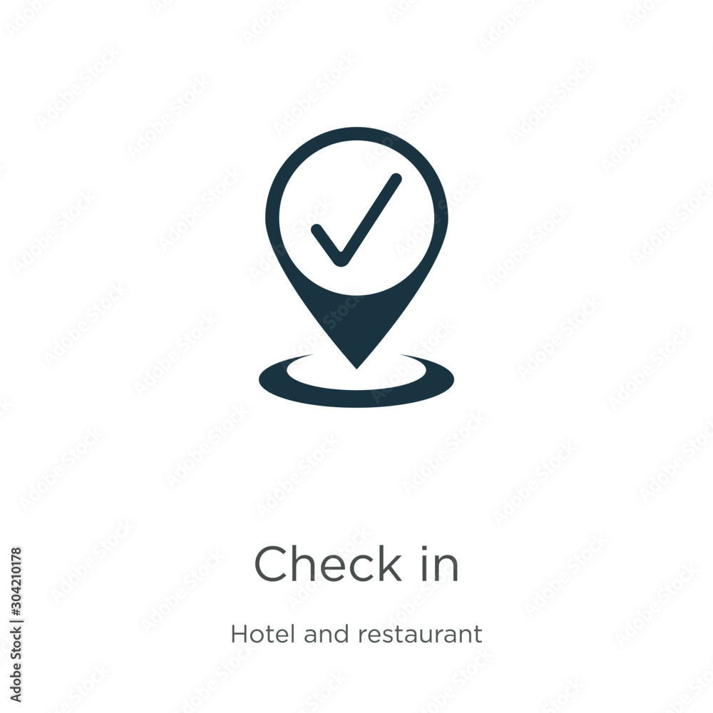 Check in icon vector. Trendy flat check in icon from accommodation ...