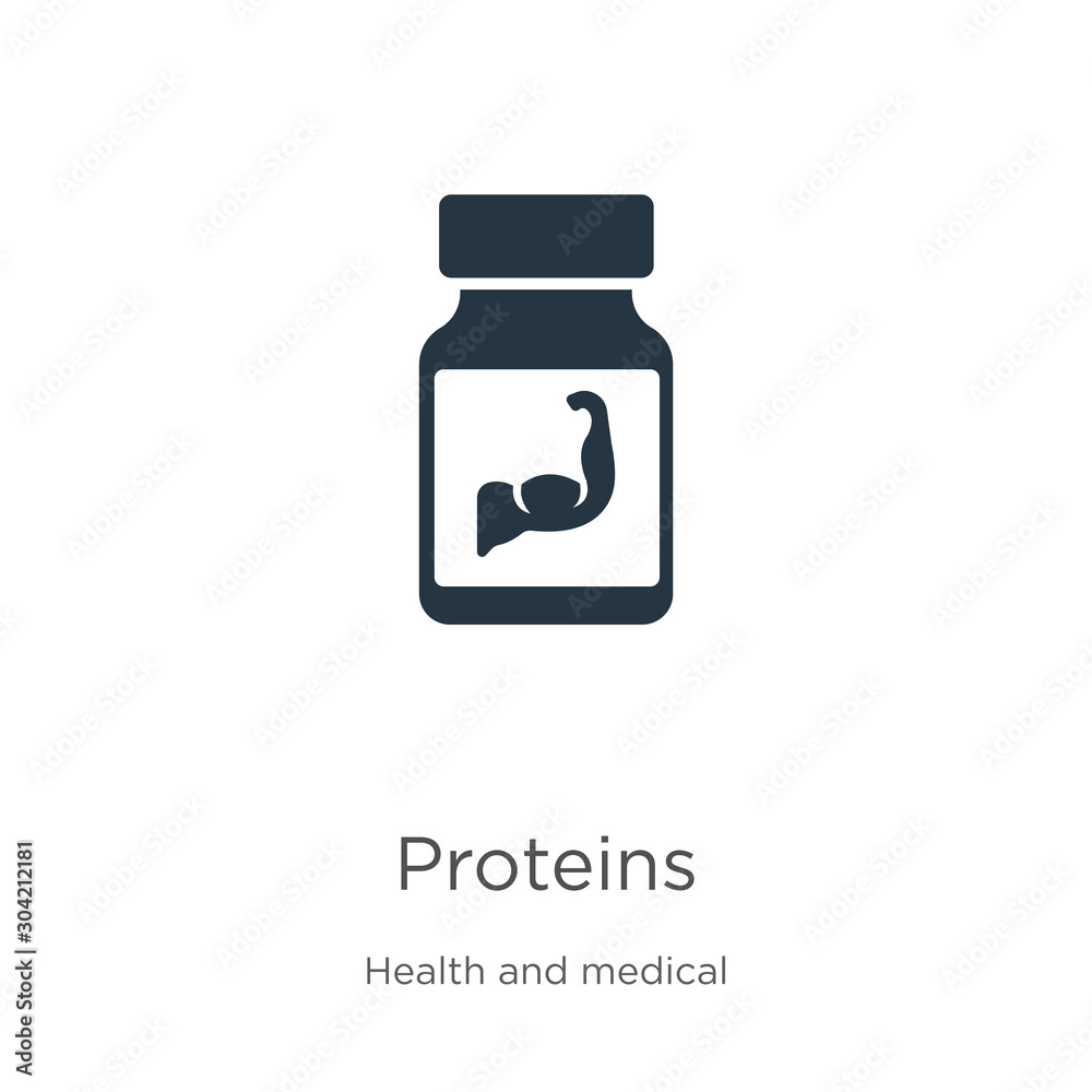Proteins icon vector. Trendy flat proteins icon from health collection ...