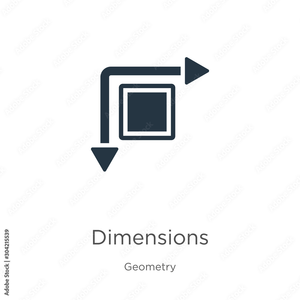 Dimensions icon vector. Trendy flat dimensions icon from geometry ...