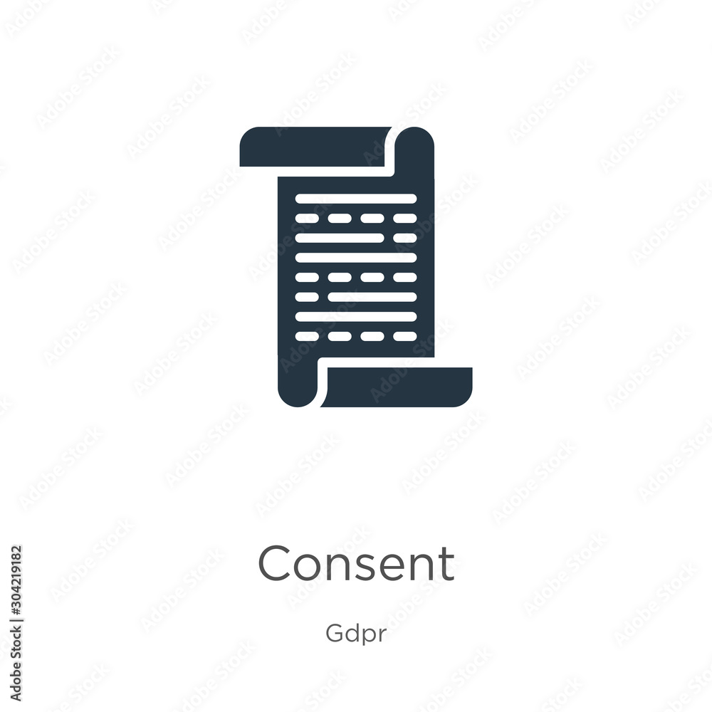 Consent icon vector. Trendy flat consent icon from gdpr collection ...