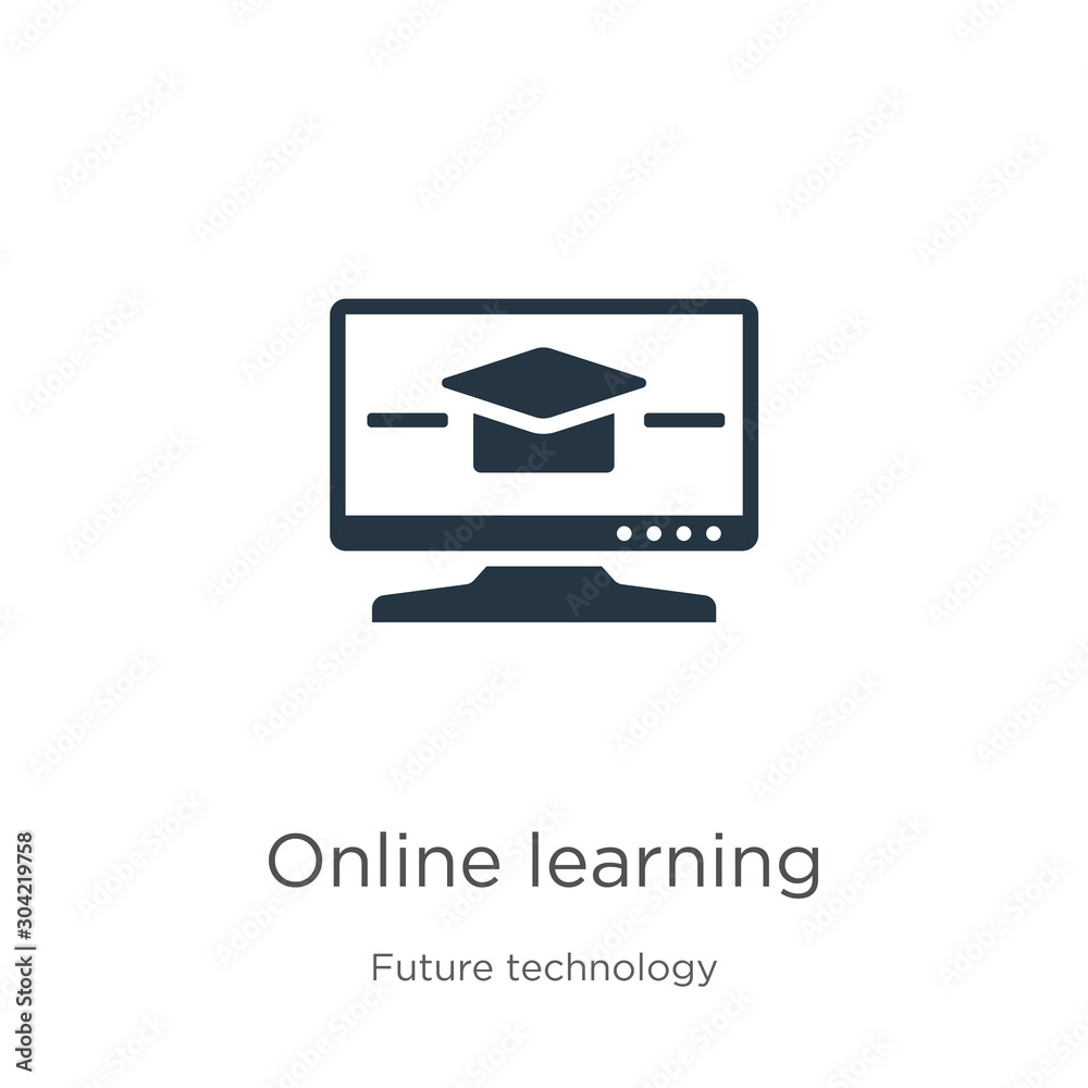 Online learning icon vector. Trendy flat online learning icon from ...
