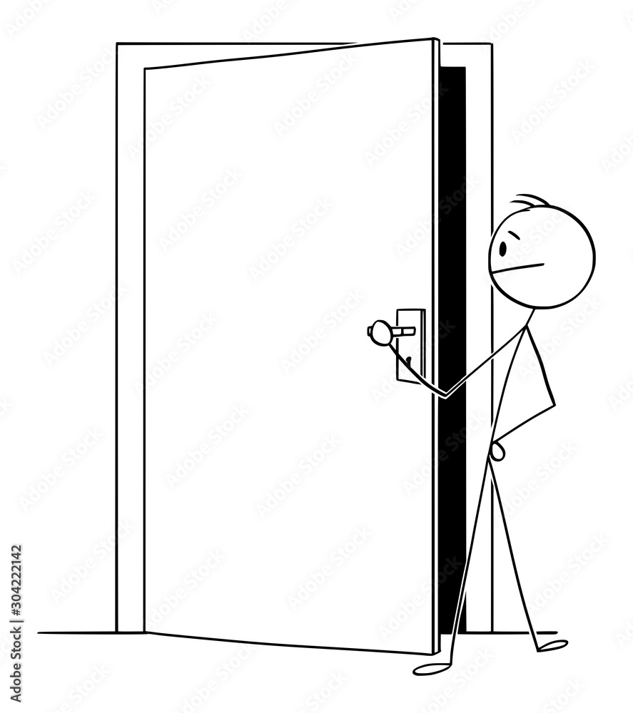 Vector cartoon stick figure drawing conceptual illustration of man or ...