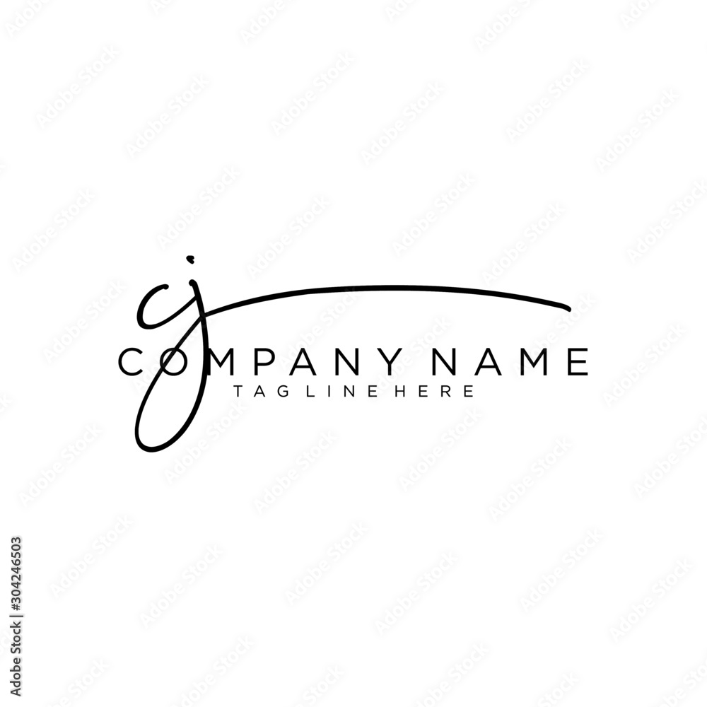 Initial letter CJ Signature handwriting Logo Vector Stock Vector ...