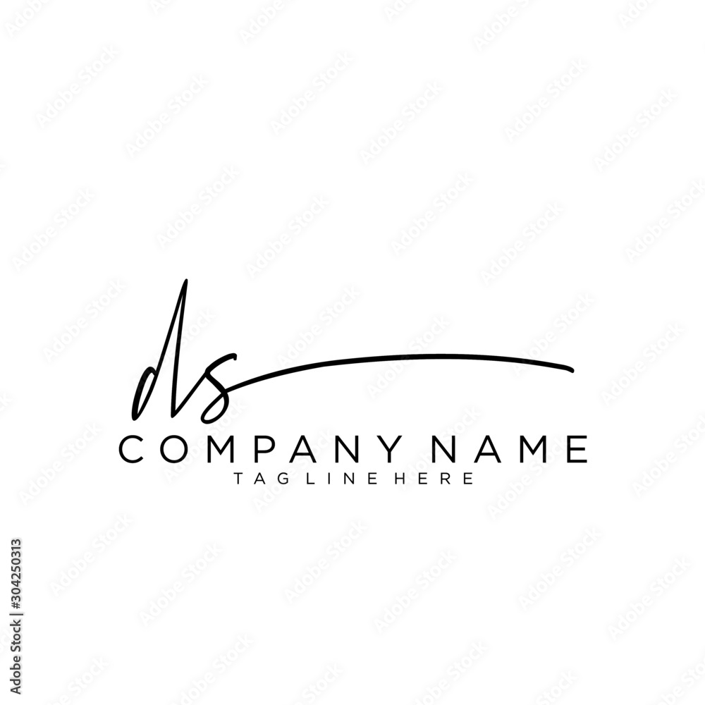 Initial letter DS Signature handwriting Logo Vector Stock Vector ...