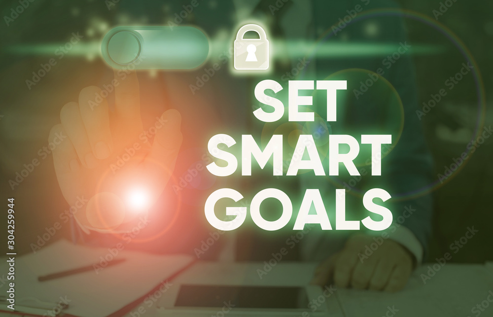 Writing note showing Set Smart Goals. Business concept for Establish ...