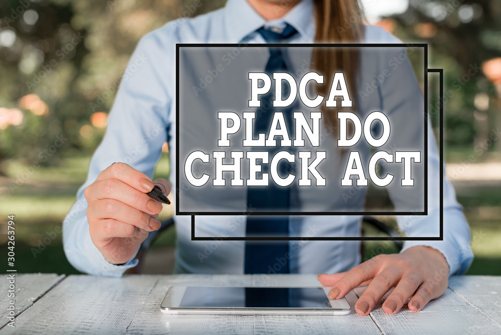 Text sign showing Pdca Plan Do Check Act. Business photo showcasing ...