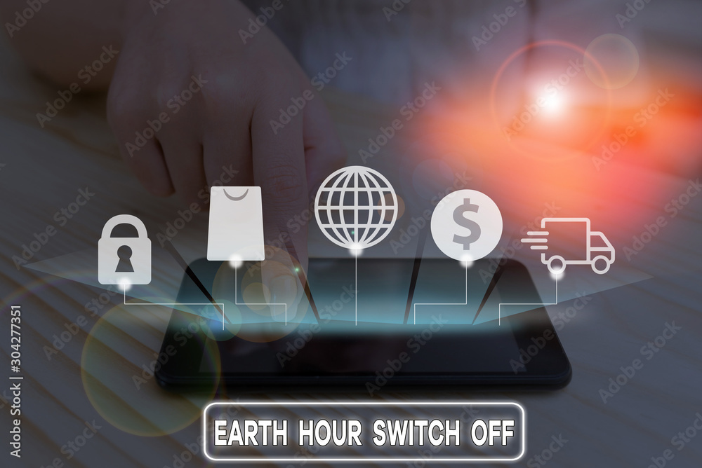 Writing note showing Earth Hour Switch Off. Business concept for The ...