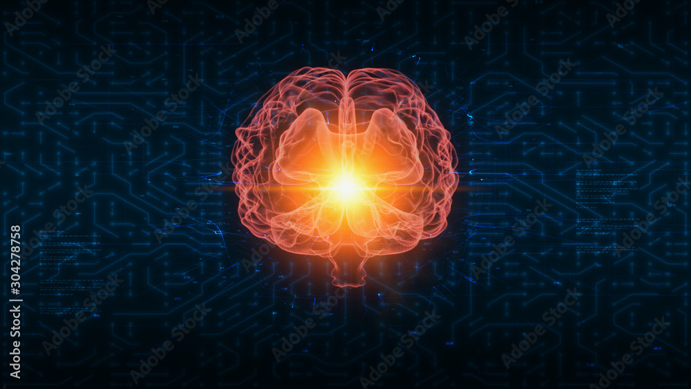 3d rendering of brain.Artificial intelligence, Machine learning,ai ...